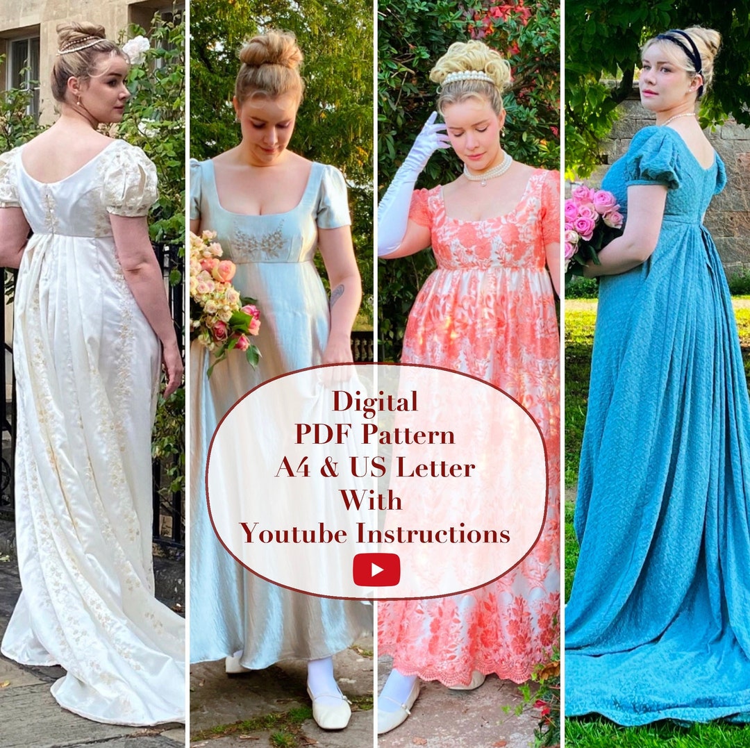 Digital PDF Pattern for Regency Dress - Mix and Match Digital PDF Pattern for Regency Dress - Mix and Match