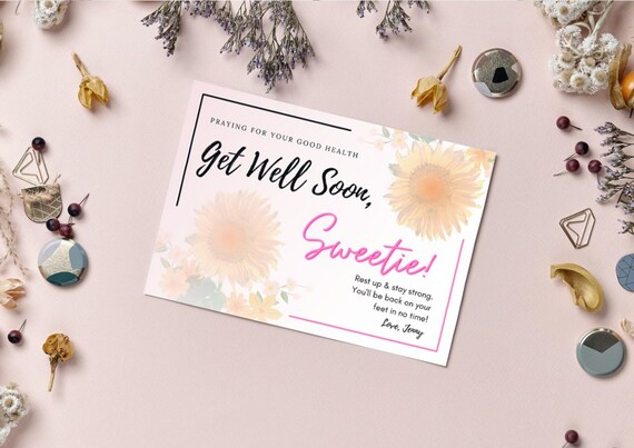 Get Well Soon Card Template Wishing Well Card Template DIY | Etsy