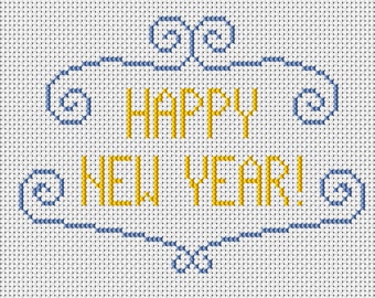 Happy New Year Cross Stitch Pattern - Etsy