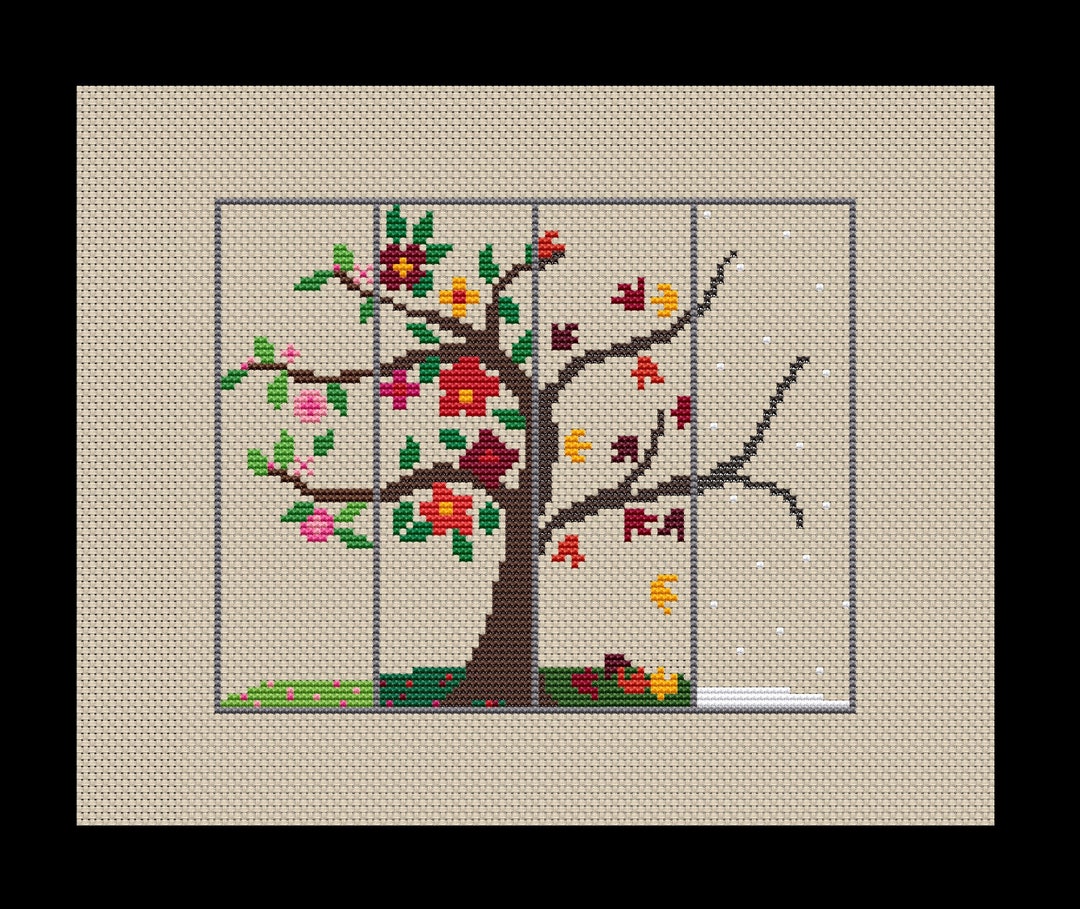 Four Seasons Tree PDF Cross-stitch Pattern, Instant Digital Download - Etsy