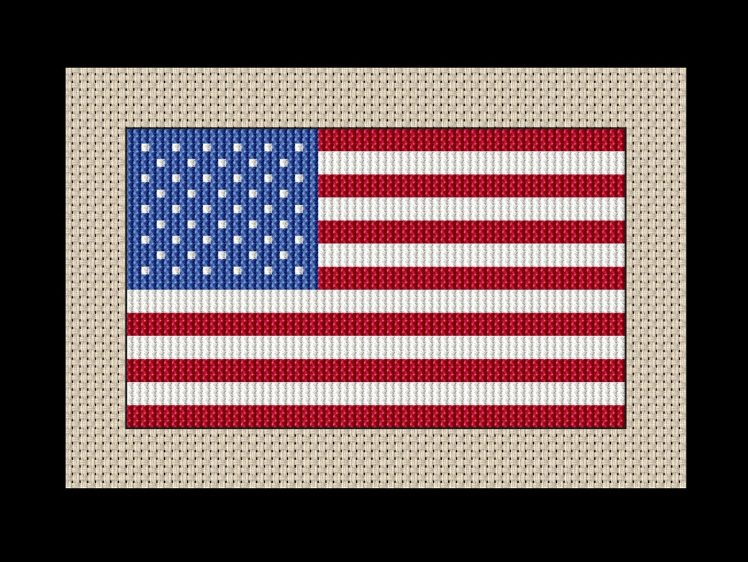 USA Flag Cross-stitch, DIY Kit - Etsy