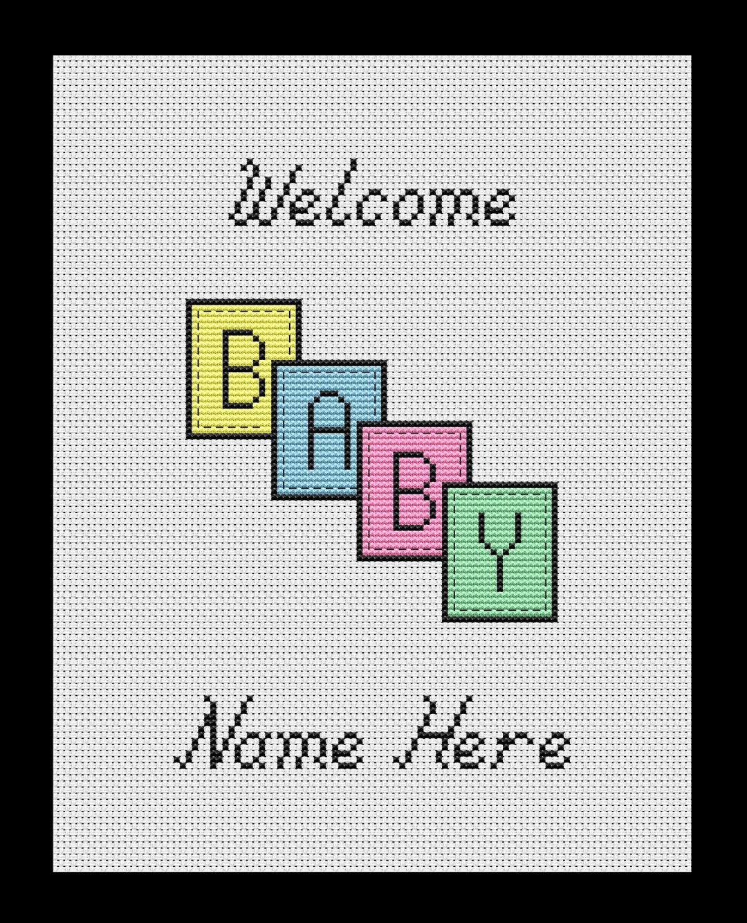 Welcome Baby (customizable) PDF Cross-stitch, Instant Digital Download ...