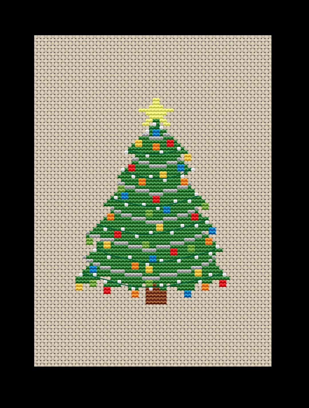 Christmas Tree DIY Cross-stitch Kit - Etsy