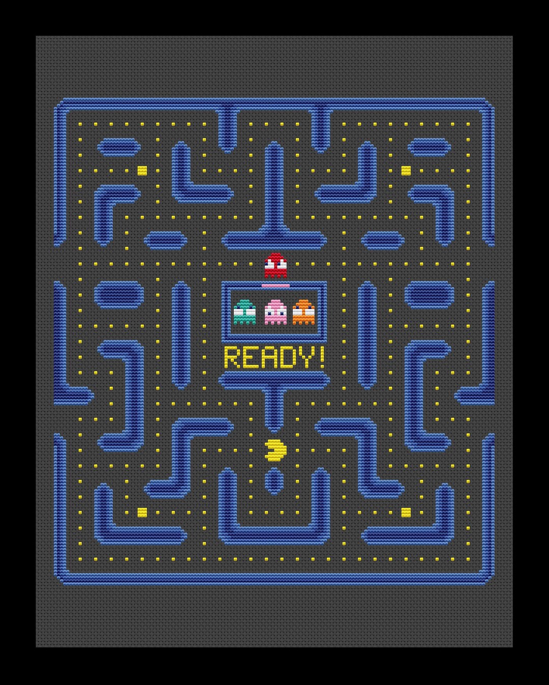 Pac-man Cross-stitch, DIY Kit - Etsy
