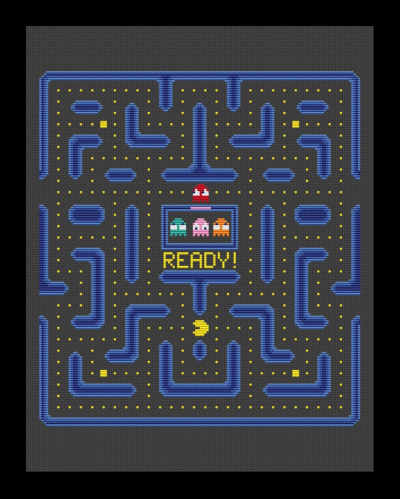 Pac-man Cross-stitch, DIY Kit - Etsy