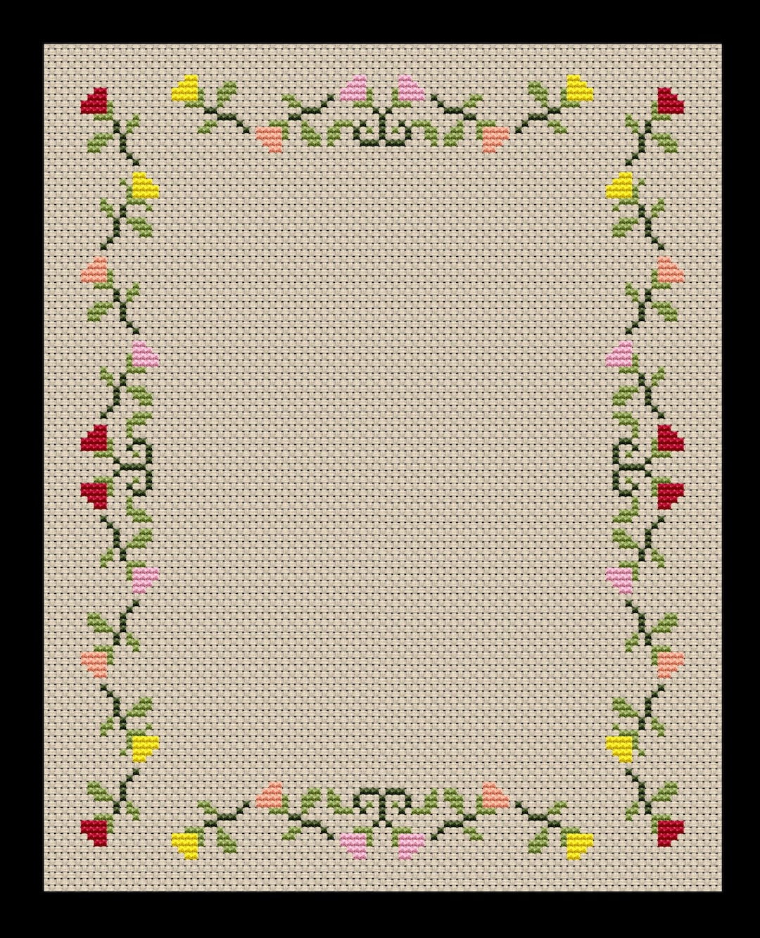 Flower Border PDF Cross-stitch Pattern, Instant Digital Download - Etsy