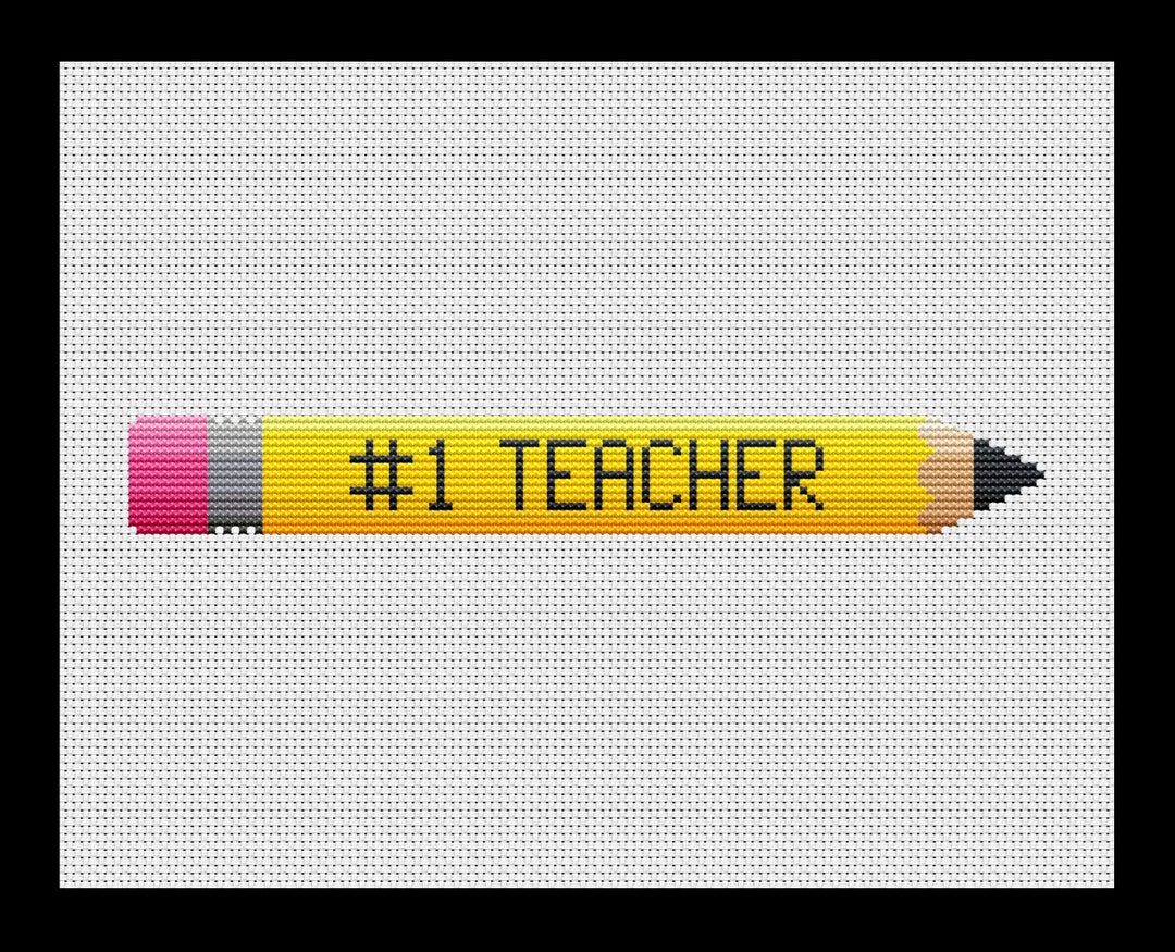 Number One Teacher Pencil DIY Cross-stitch Kit - Etsy