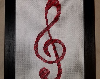 Sheet Music Treble Clef Counted Cross Stitch Pattern Chart PDF Download ...