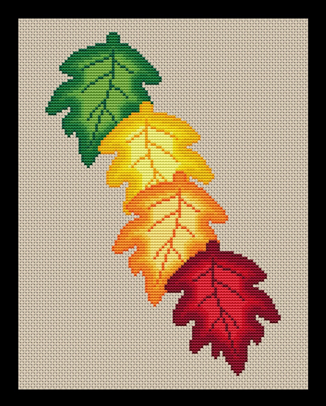 Autumn Leaves Cascade Cross-stitch, DIY Kit - Etsy