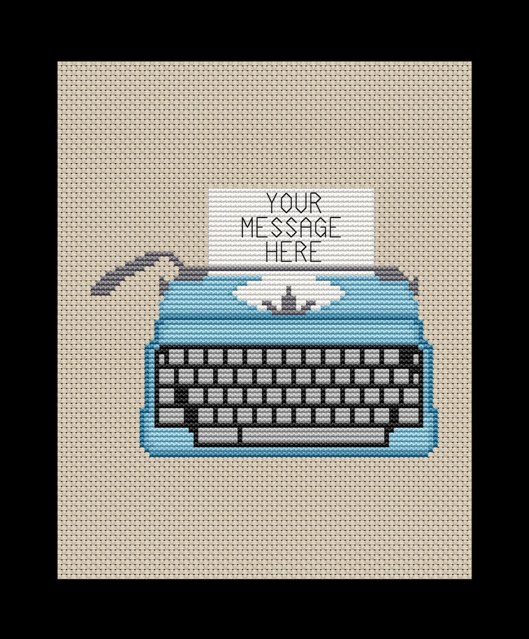 Typewriter (customizable) Cross-stitch, Digital PDF Instant Download - Etsy