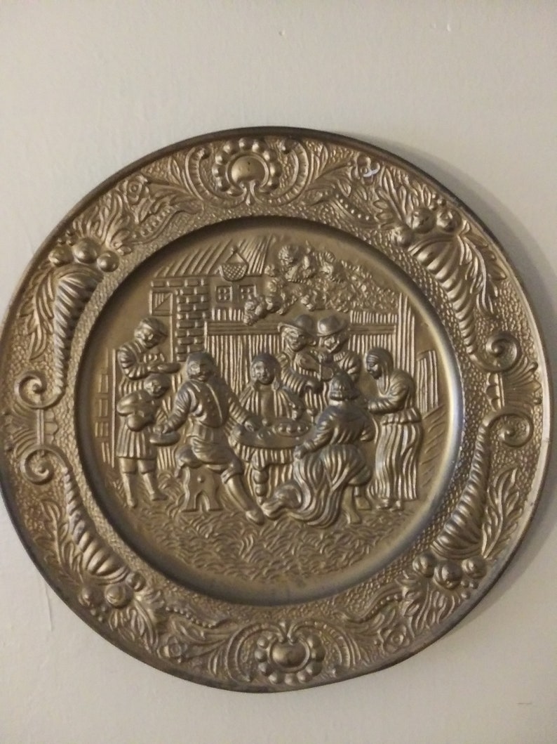 Pearl's Attic Set of Two Large Brass Repousse Wall - Etsy