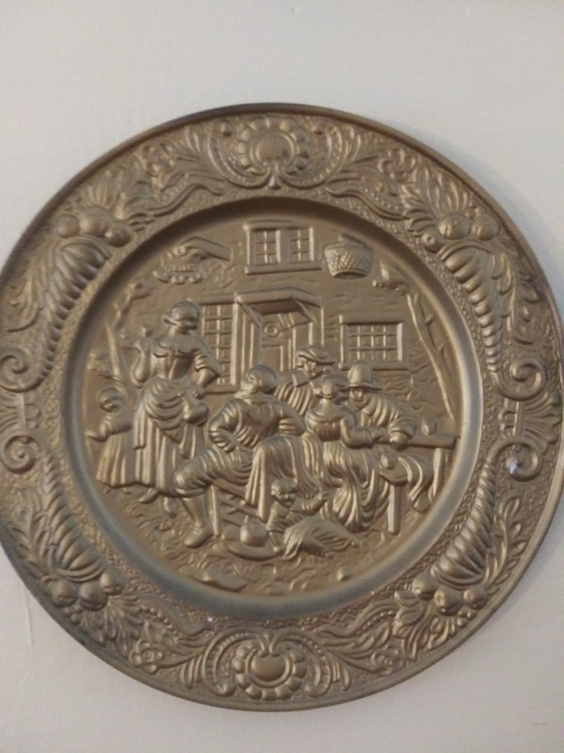 Pearl's Attic Set of Two Large Brass Repousse Wall - Etsy