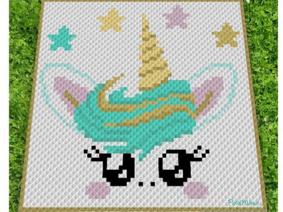 UNICORN Graph for Crochet C2c Blanket C2C Written & Color - Etsy