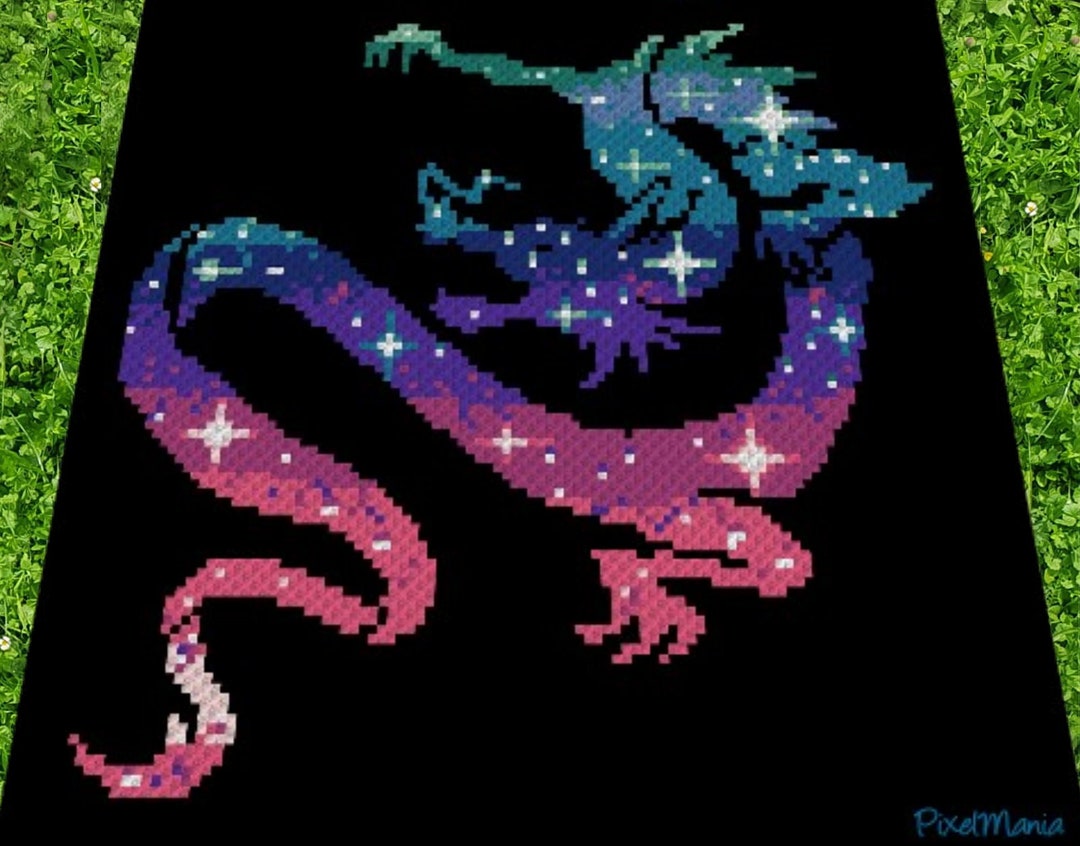 JAPANESE DRAGON - Graph for Crochet C2c Blanket, C2C, Written & Color ...