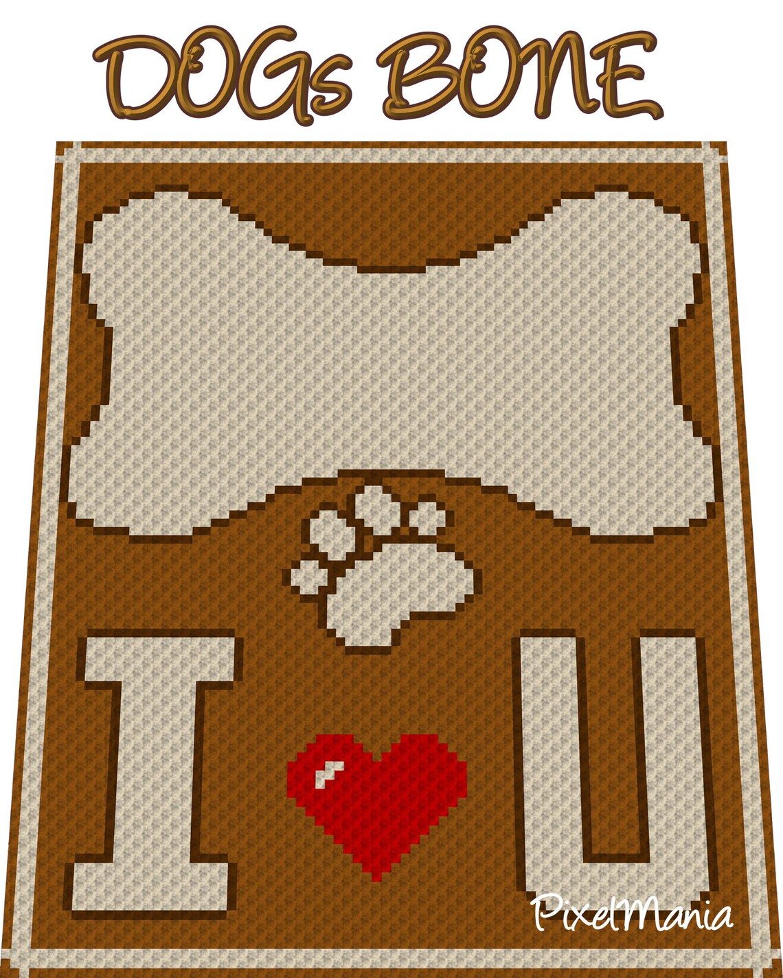 Dogs BONE With NAME Crochet Graph for Dog Blanket C2C - Etsy