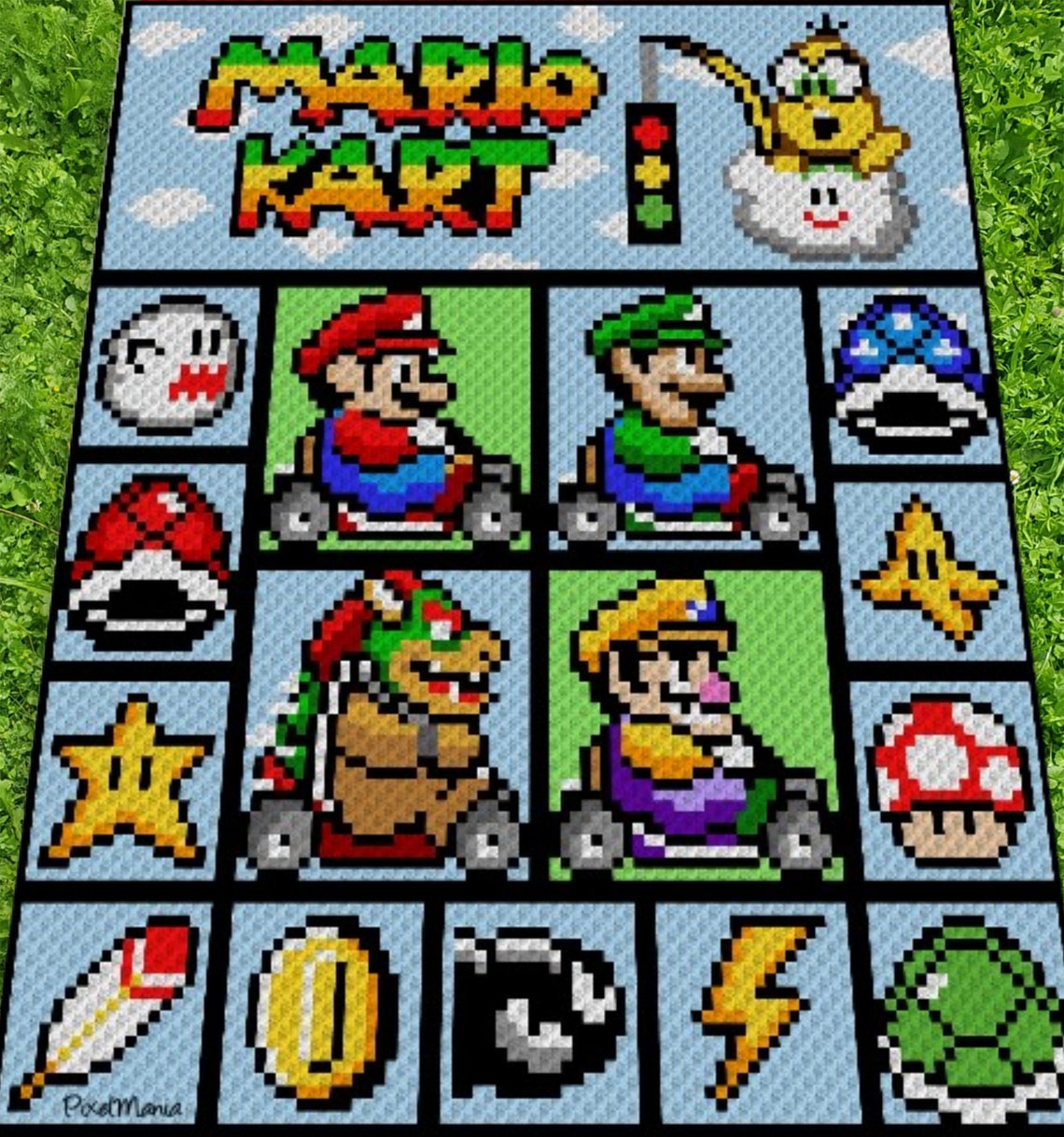 MARIO KART Inspired Graph for Blanket or Pillows C2C | Etsy
