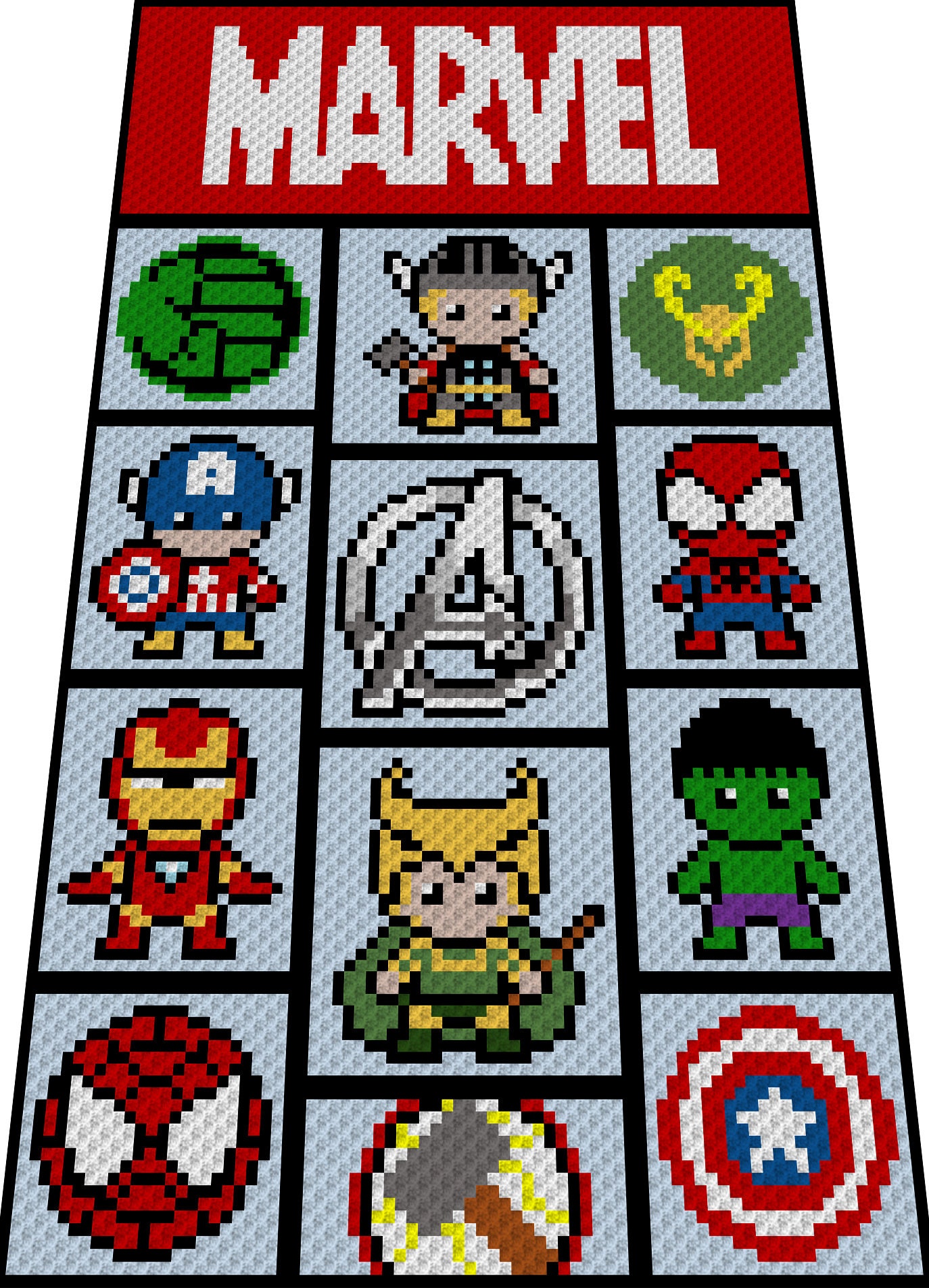 AVENGERS C2C Graph for Crochet Blanket - Etsy