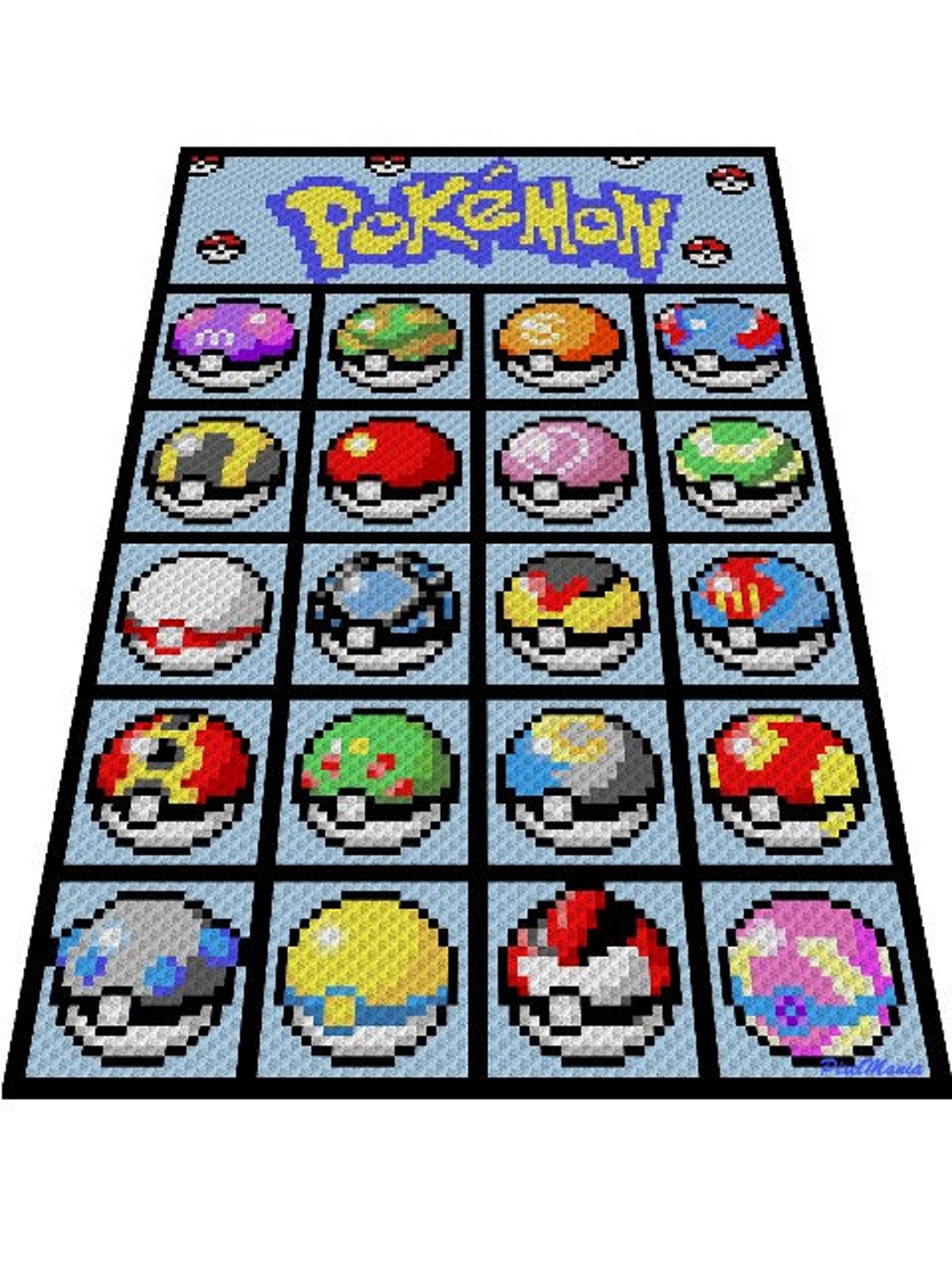 POKEBALLS - Pokémon - Inspired Graph for C2c Crochet Blanket or Pillows ...