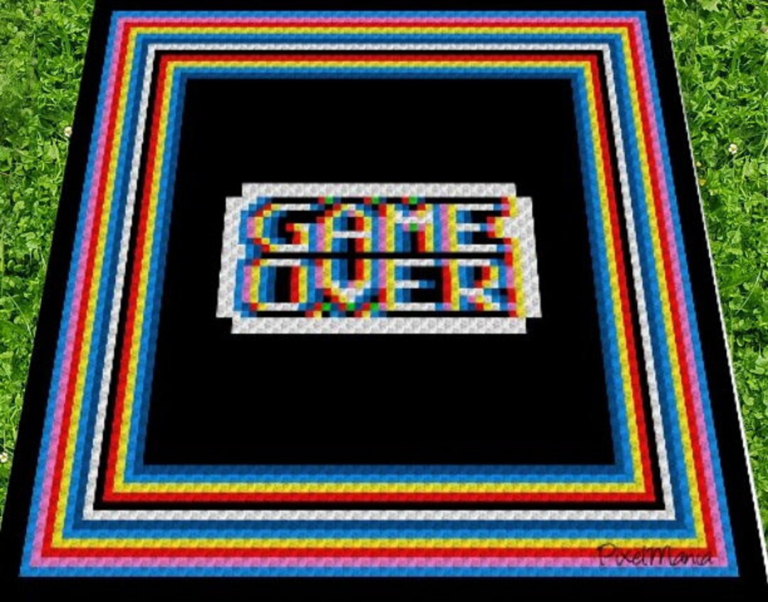 GAME OVER - Crochet Graph for Blanket, C2C, Written & Color Blocked ...