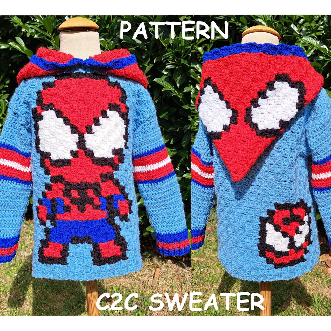 CROCHET PATTERN * SWEATER Spiderman * C2C Hero Sweater - Etsy