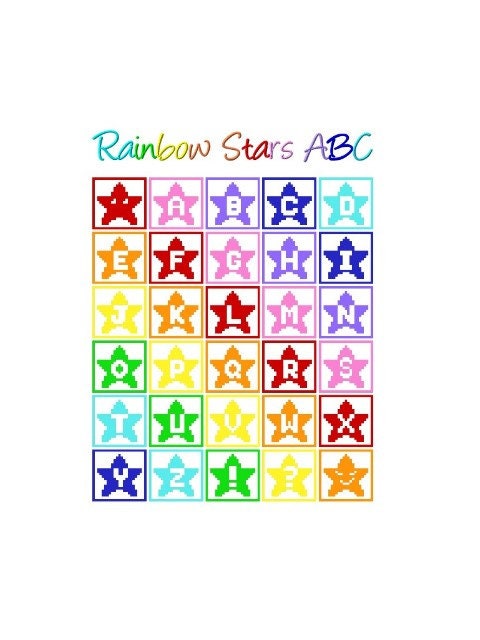 ABC RAINBOW STARS Graph for Crochet C2c Blanket, C2C, Written ...