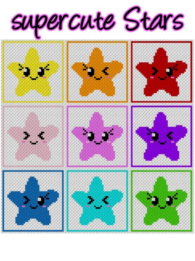SUPERCUTE STARS Graph for Crochet C2c Blanket C2C Written - Etsy