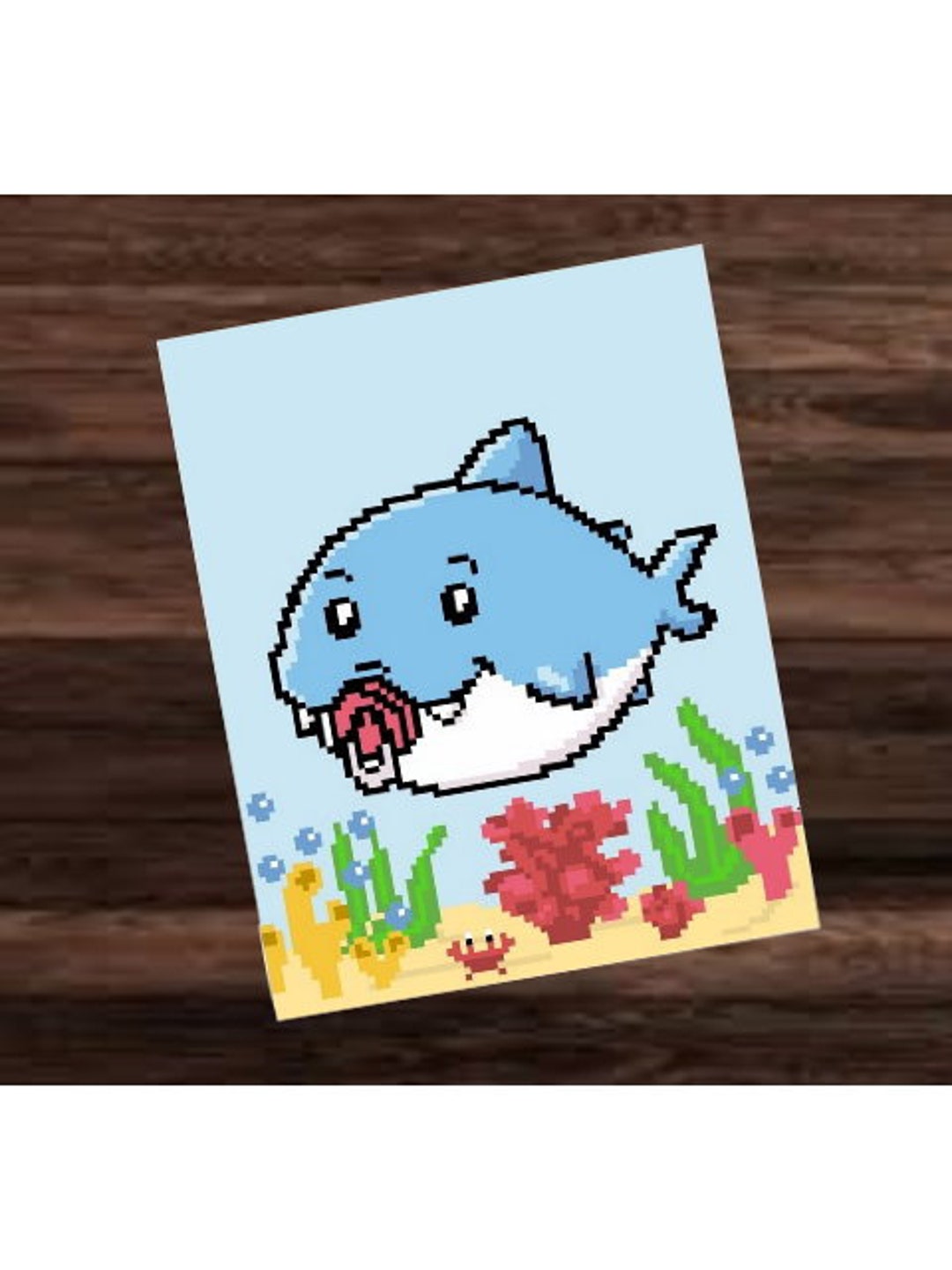 BABY SHARK - Graph for Crochet Sc Blanket, Dc, Hdc, Written & Color ...