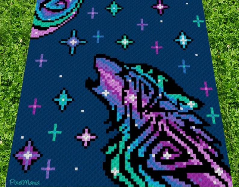 COSMO WOLF - Graph for Crochet C2c Blanket, C2C, Written & Color ...