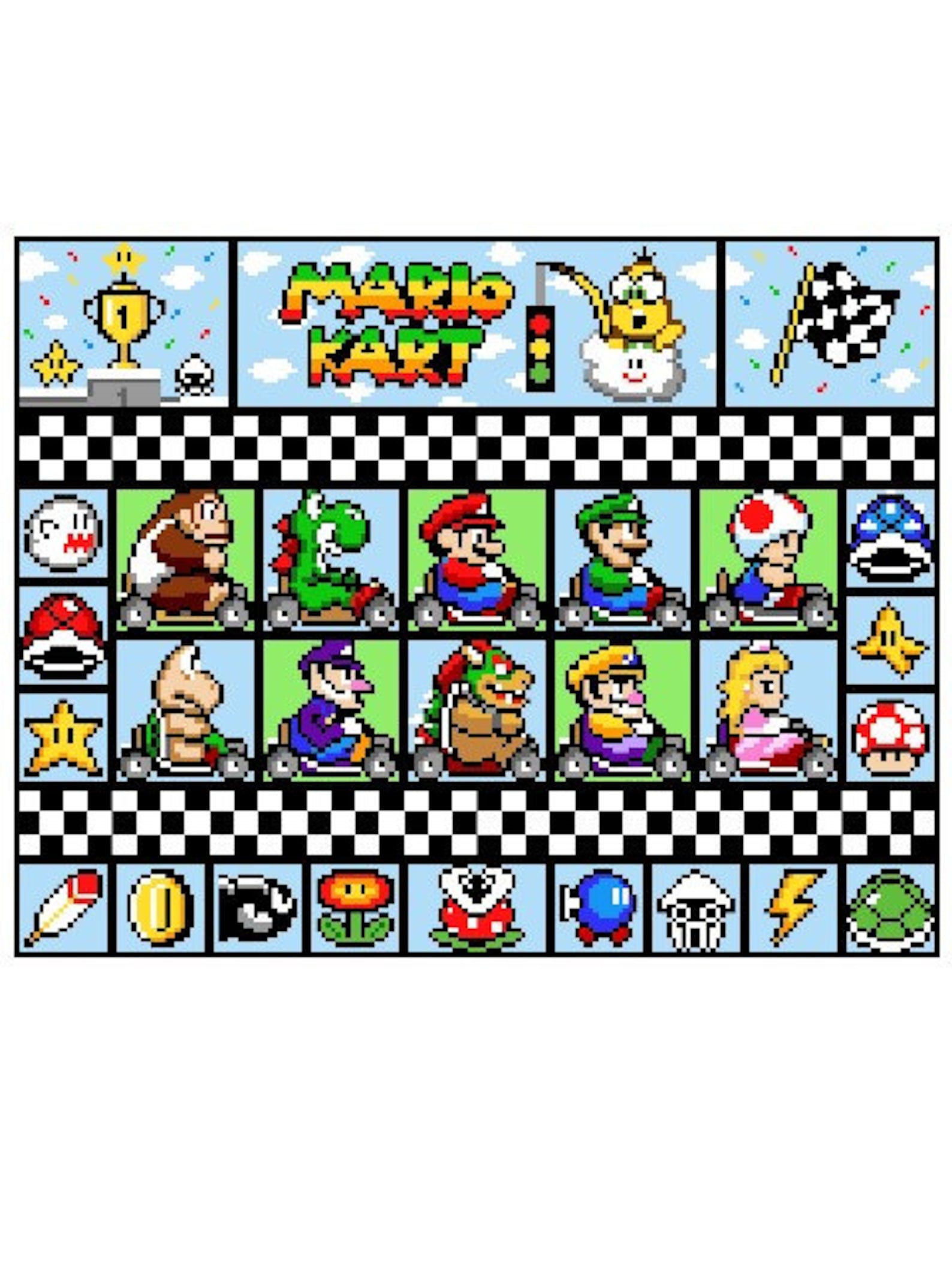 Extansiion Pack 2 MARIO KART XXL Blanket Super Mario Inspired Graph for ...