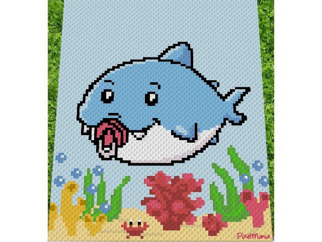 BABY SHARK - Graph for Crochet C2c Blanket, C2C, Written & Color ...
