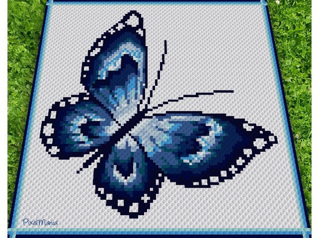 MORPHO BUTTERFLY - Graph for Crochet C2c Blanket, C2C, Written & Color ...