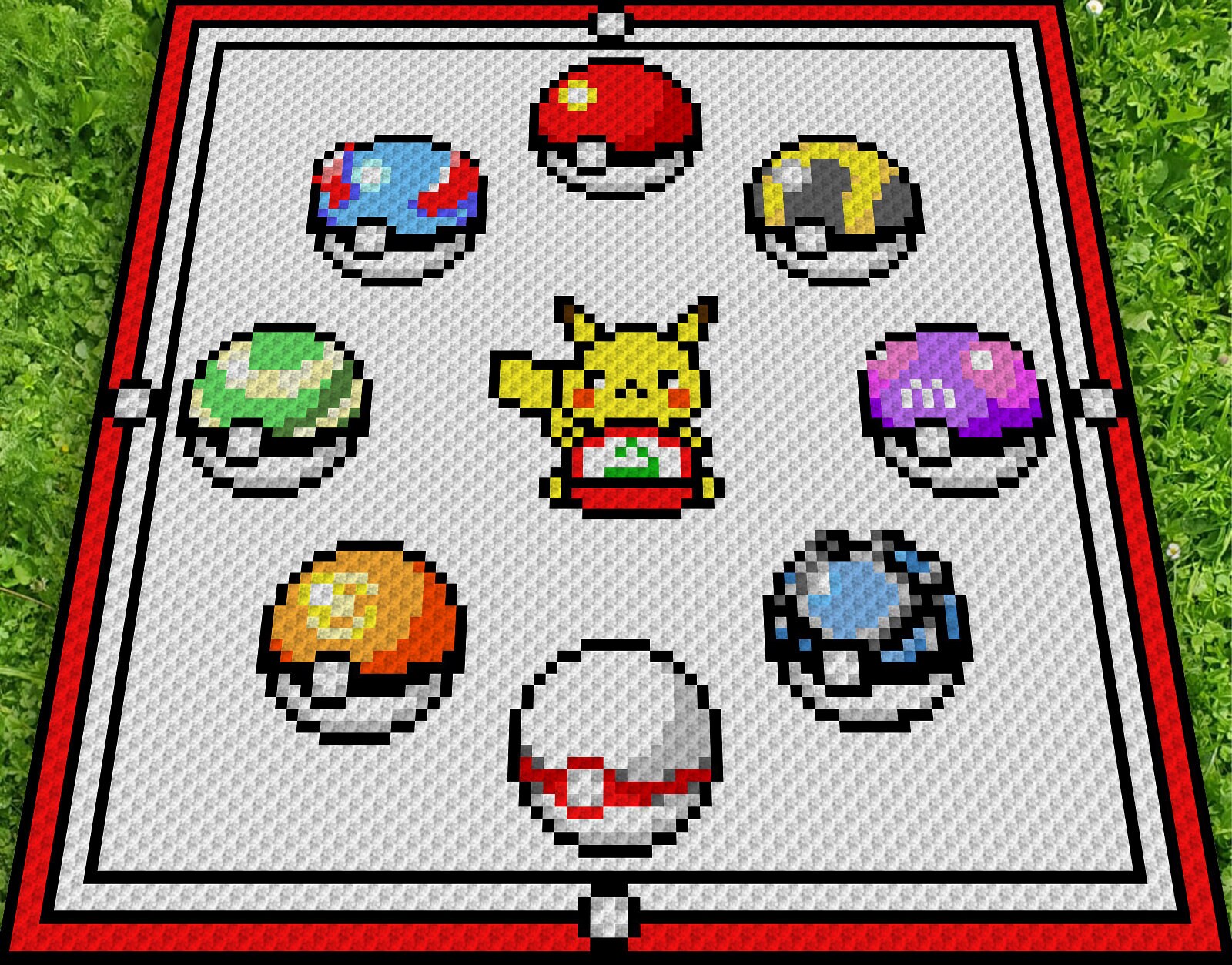 Pokémon Pikachu and Pokéballs Inspired Blanket, Graph for Crochet C2c ...