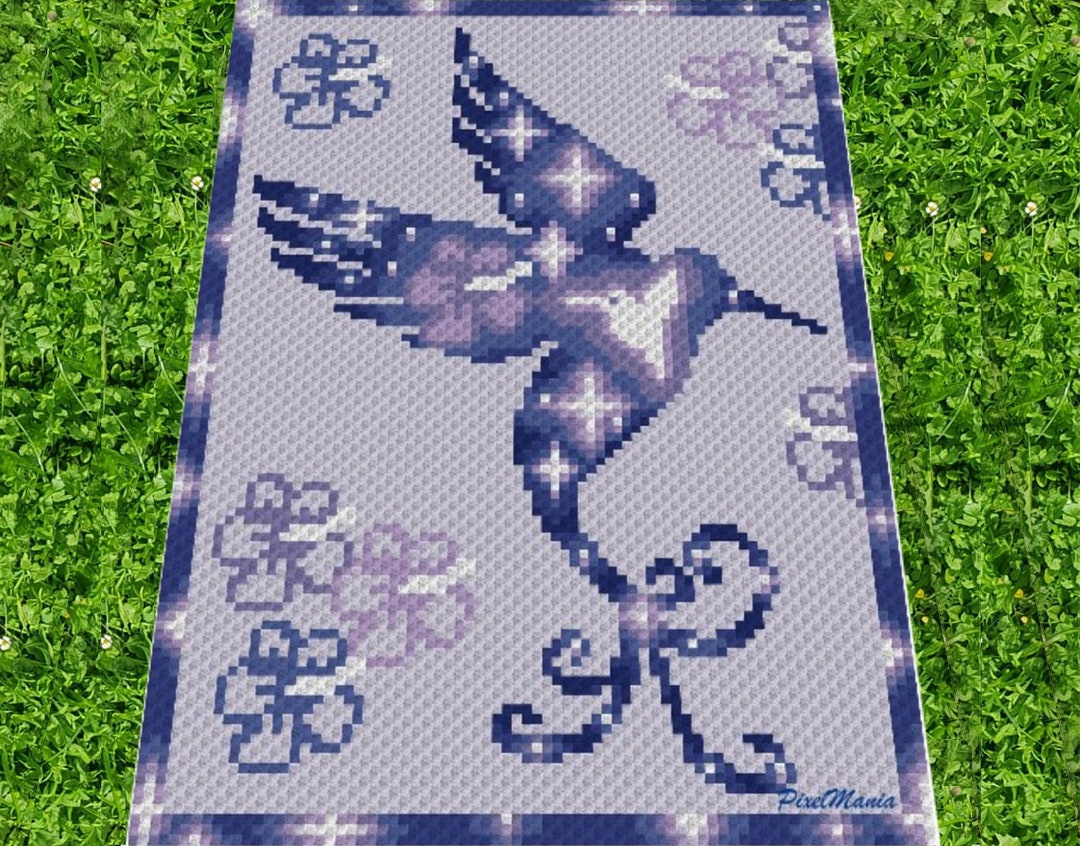 HUMMING BIRD SILHOUETTE - Graph for Crochet C2c Blanket, C2C, Written ...