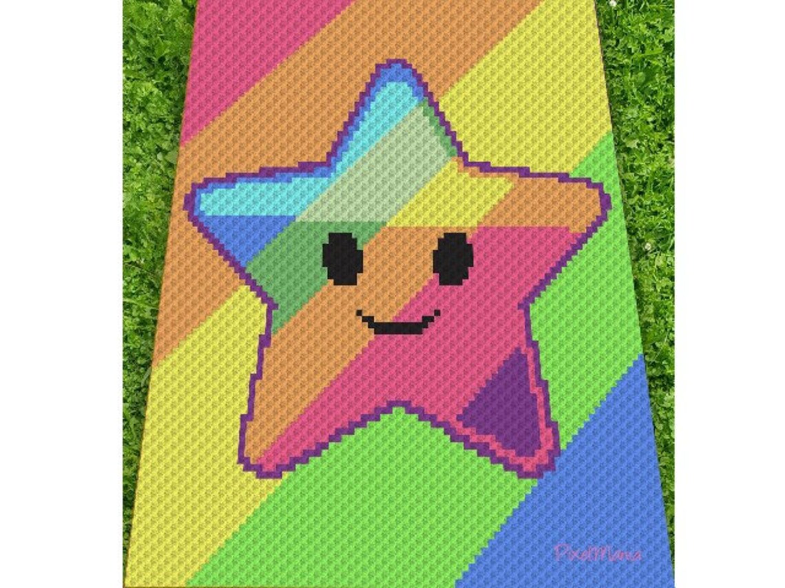 RAINBOW STAR Graph for Crochet C2c Blanket C2C Written & - Etsy