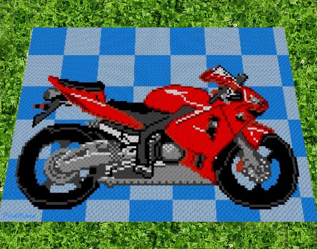 SUPERBIKE Crochet Graph for Blanket, C2C, Written & Color Blocked ...
