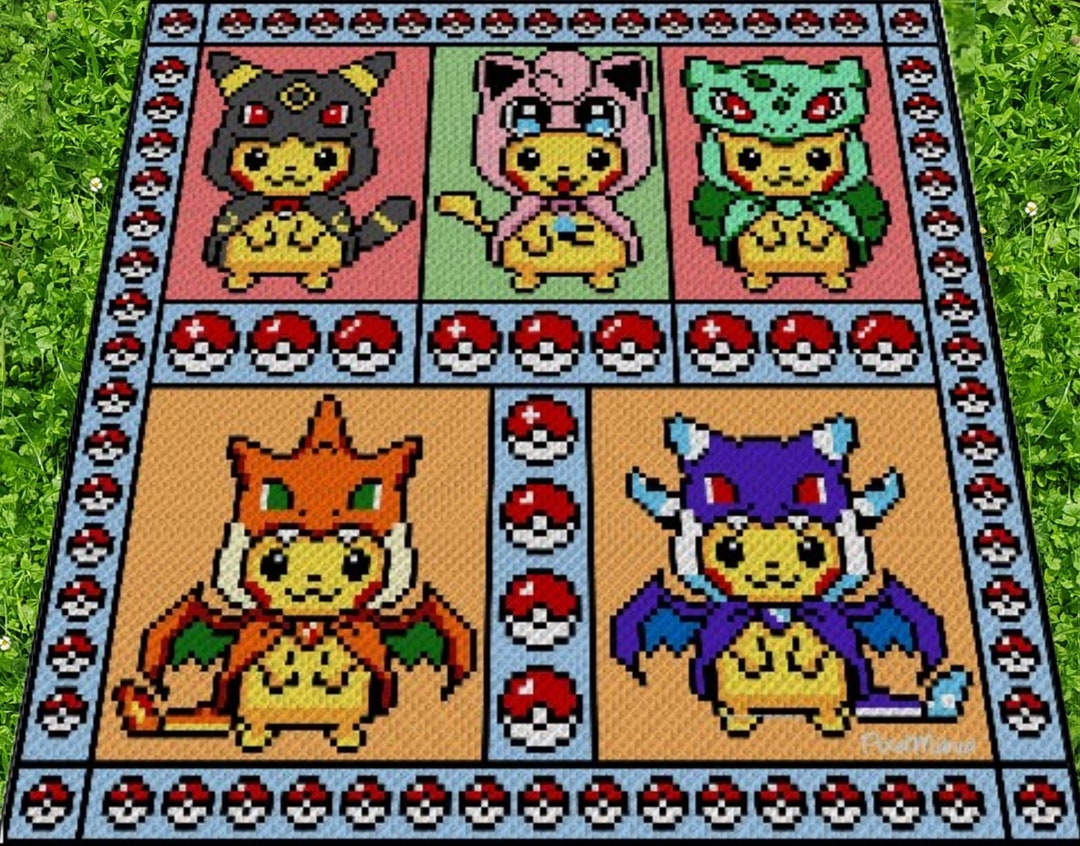 PIKACHU Costume Party Inspired Graph for Blanket or Pillows, C2C ...