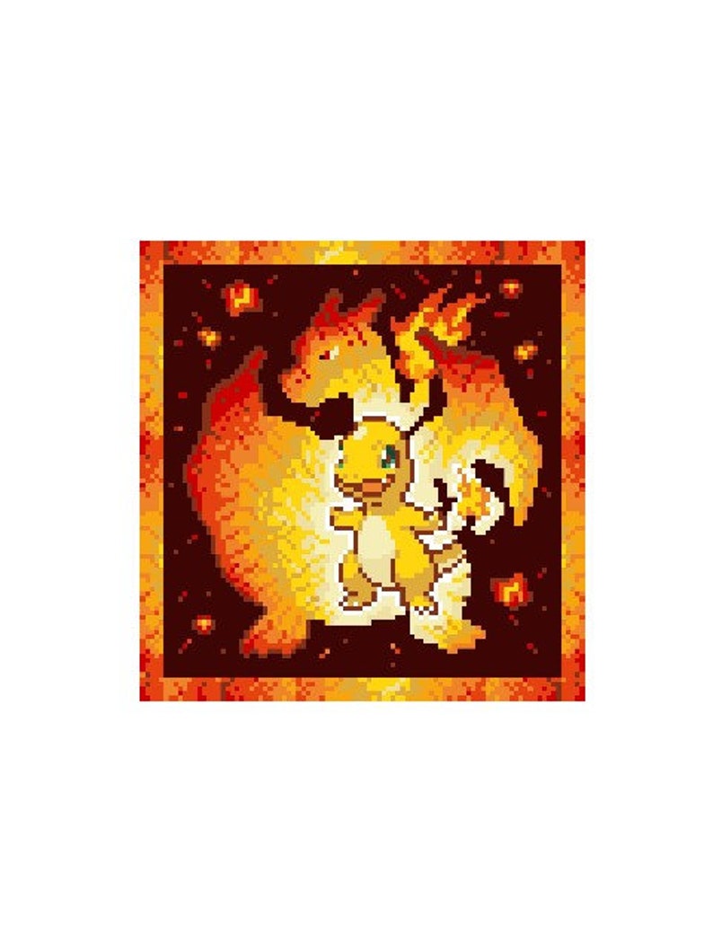 CHARMANDER in CHARIZARD SILHOUETTE Pokémon Inspired Graph - Etsy