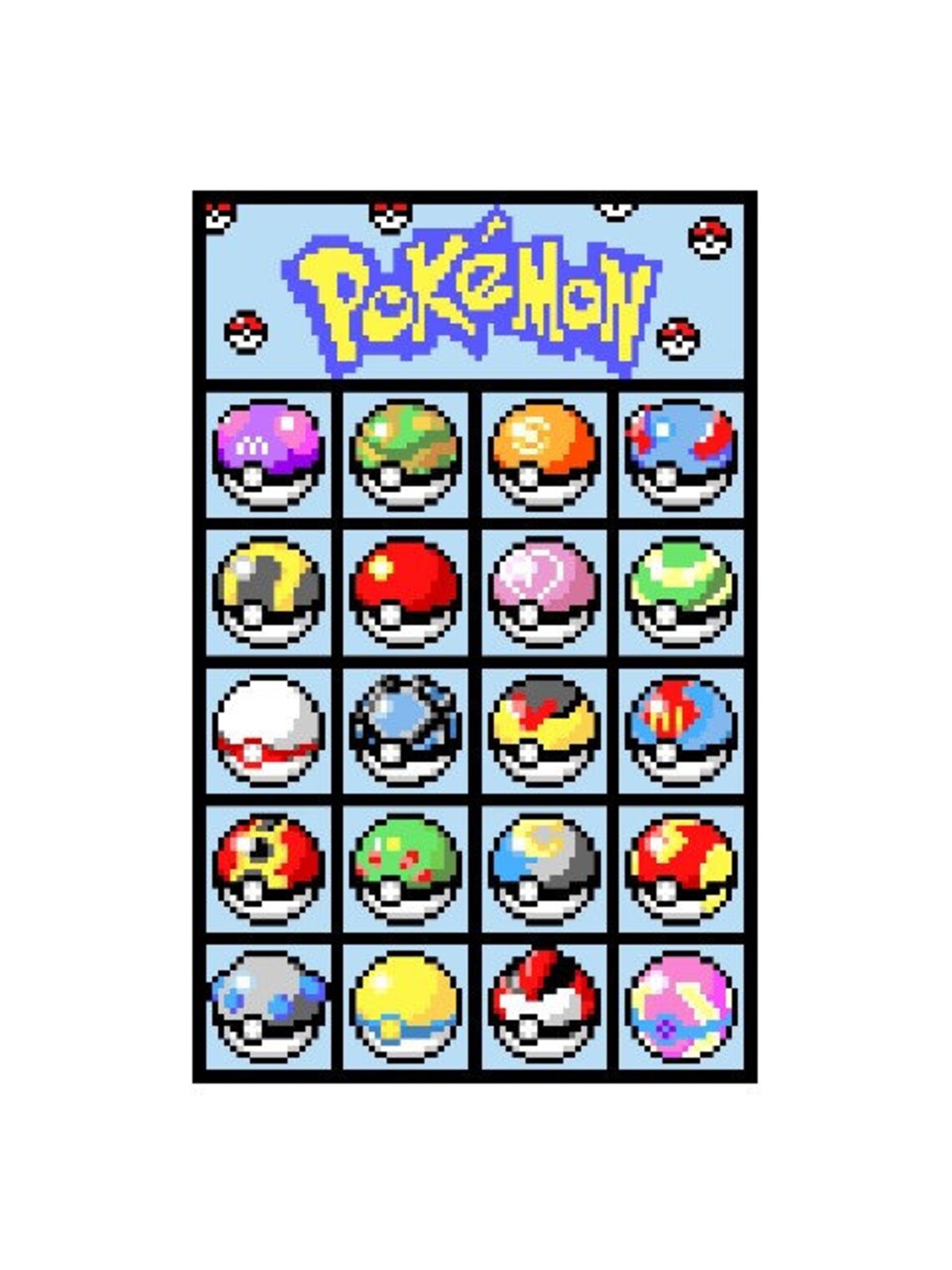 POKEBALLS Pokémon Inspired Graph for C2c Crochet Blanket or Pillows ...