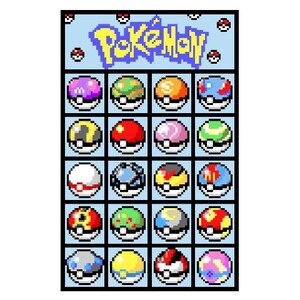 POKEBALLS - Pokémon - Inspired Graph for C2c Crochet Blanket or Pillows ...