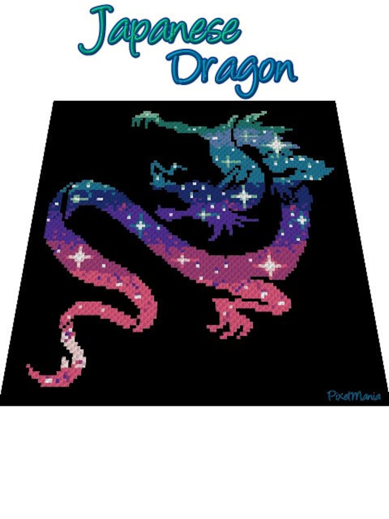 JAPANESE DRAGON Graph for Crochet C2c Blanket C2C Written - Etsy