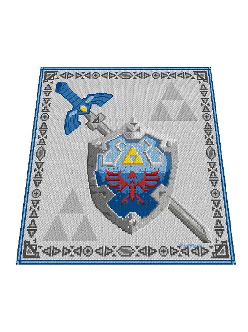 SHIELD SWORD the Legend of Zelda Inspired Graph for Blanket, C2C ...