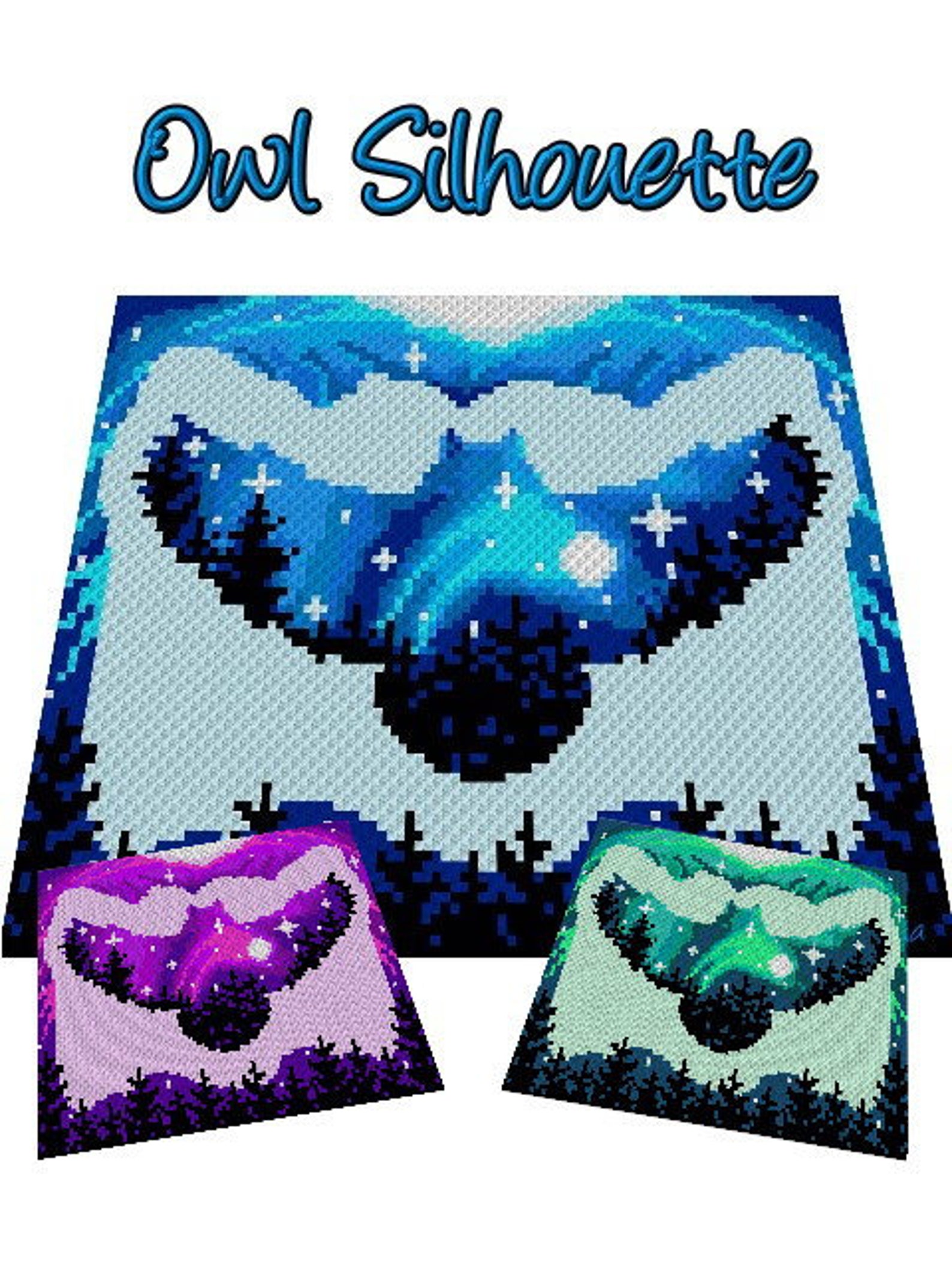 OWL SILHOUETTE Blue Graph for Crochet C2c Blanket C2C - Etsy