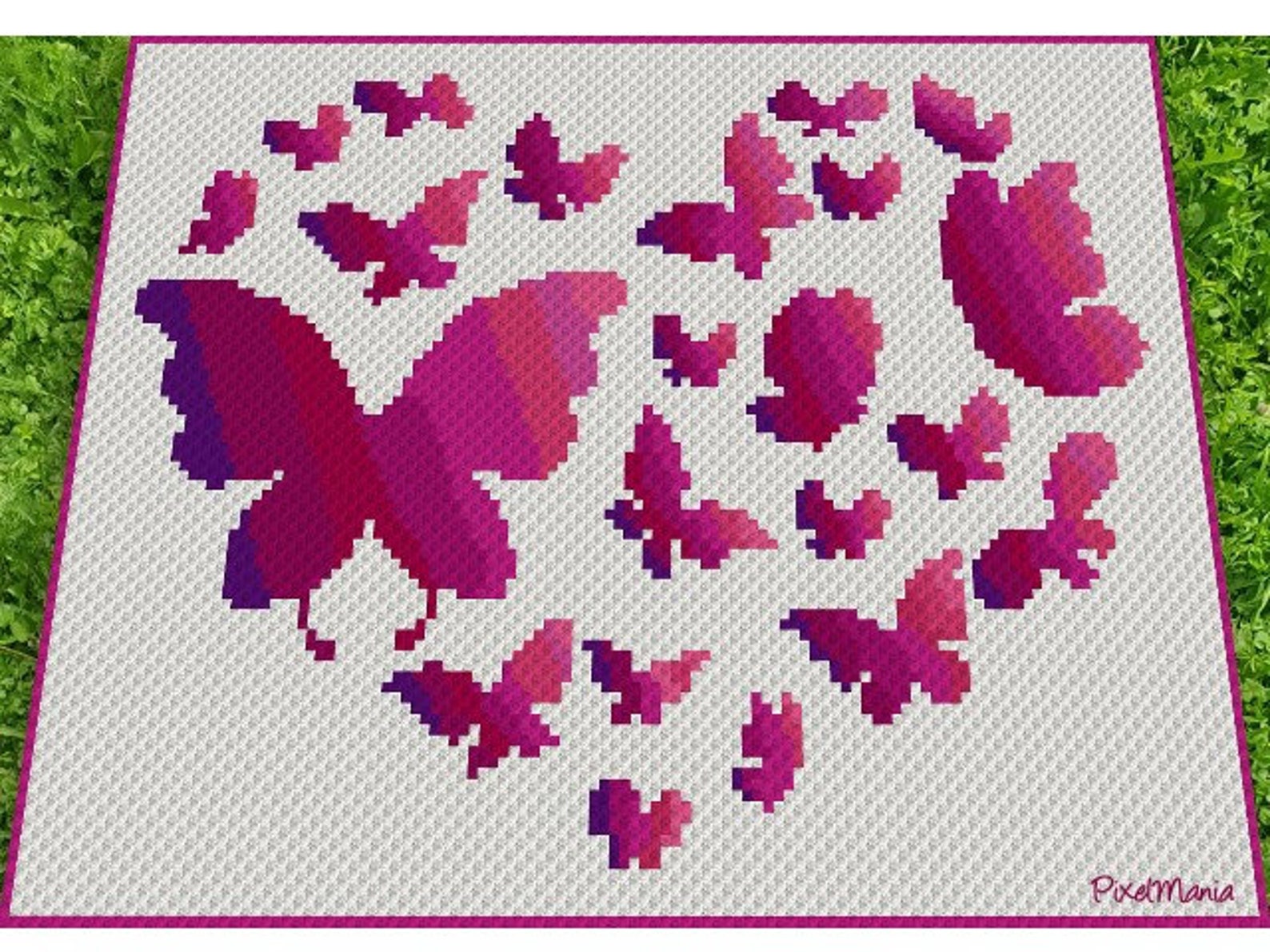 BUTTERFLY HEART Graph for Crochet C2c Blanket C2C Written & | Etsy