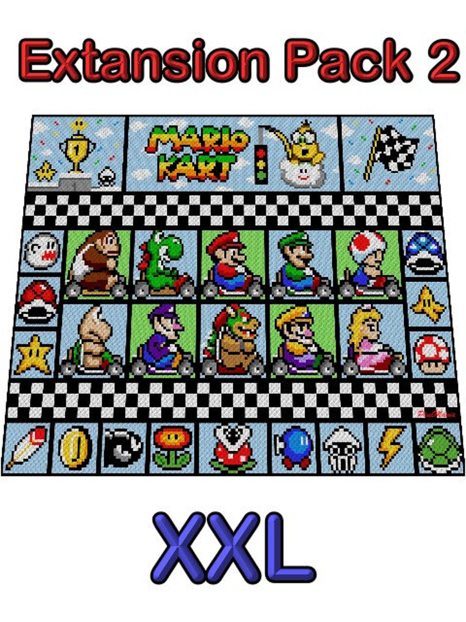 Extansiion Pack 2 MARIO KART XXL Blanket Super Mario Inspired Graph for ...
