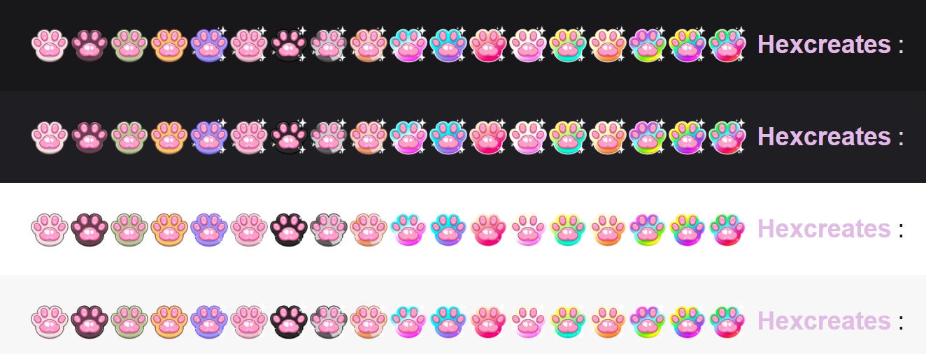 16x Cute Cat Paw Sub Badges Perfect for Twitch/kick Streamers! - Etsy