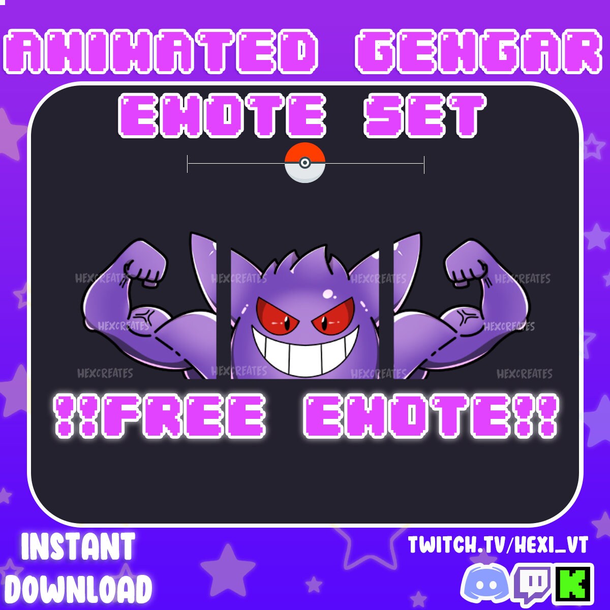 X7 Animated Gengar Emote Set for Twitch/discord & Kick Streaming ...