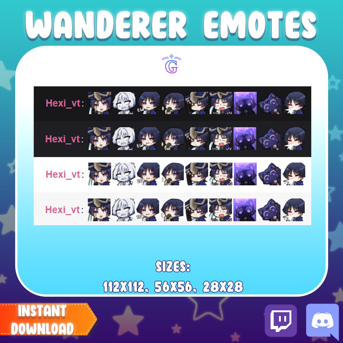 X8 Genshin Impact Wanderer Scaramouche Emotes for Twitch and Discord - Etsy