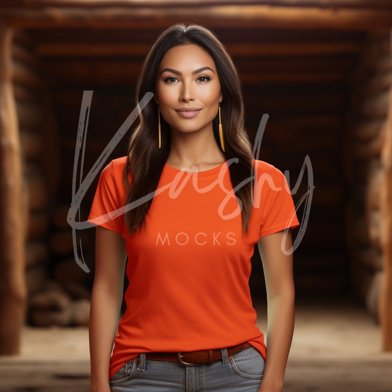 Orange Shirt Mockup Lifestyle Native American Female Model First ...