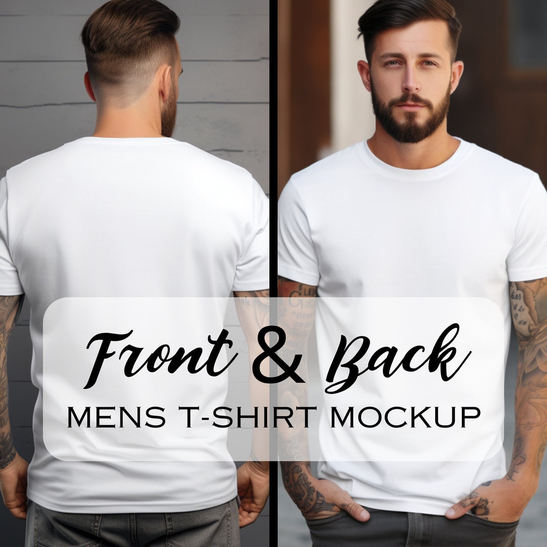 Mens Front and Back Shirt Mockup | White Gildan 64000 Tshirt | Bella ...