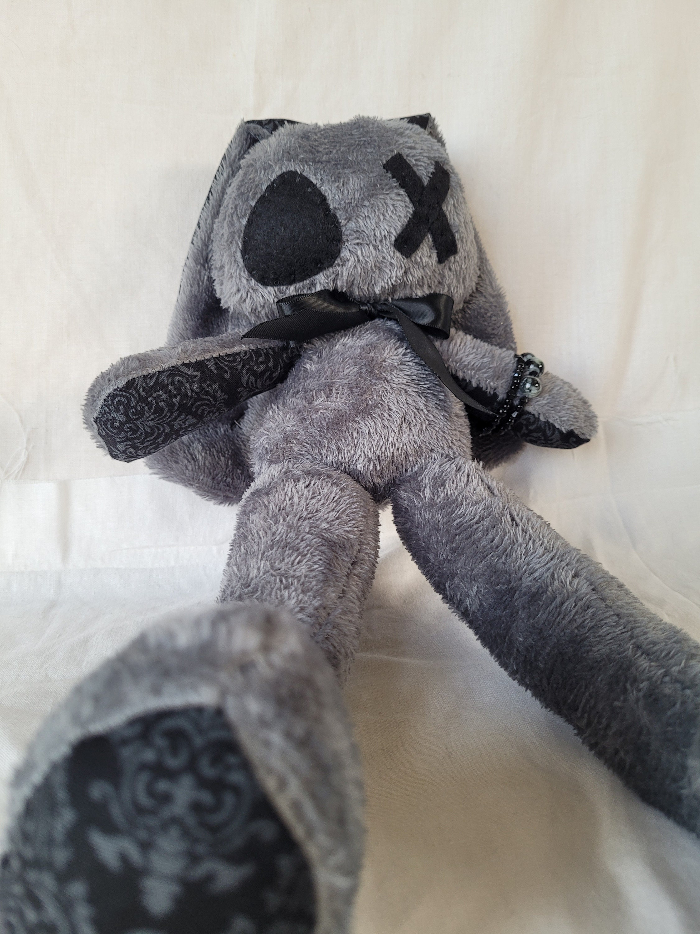 Gothic Bunny Plushie With Cross Eye, Black Bow and Accessories - Etsy